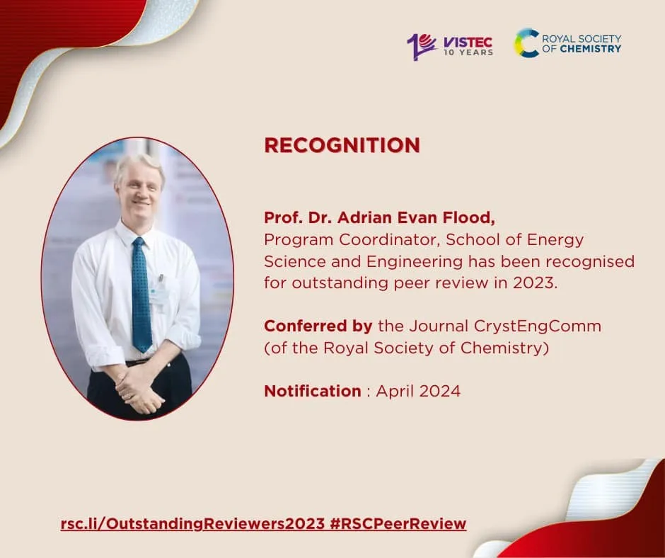 Prof. Dr. Adrian Evan Flood, Outstanding Reviewer for 2023 | VISTEC ...
