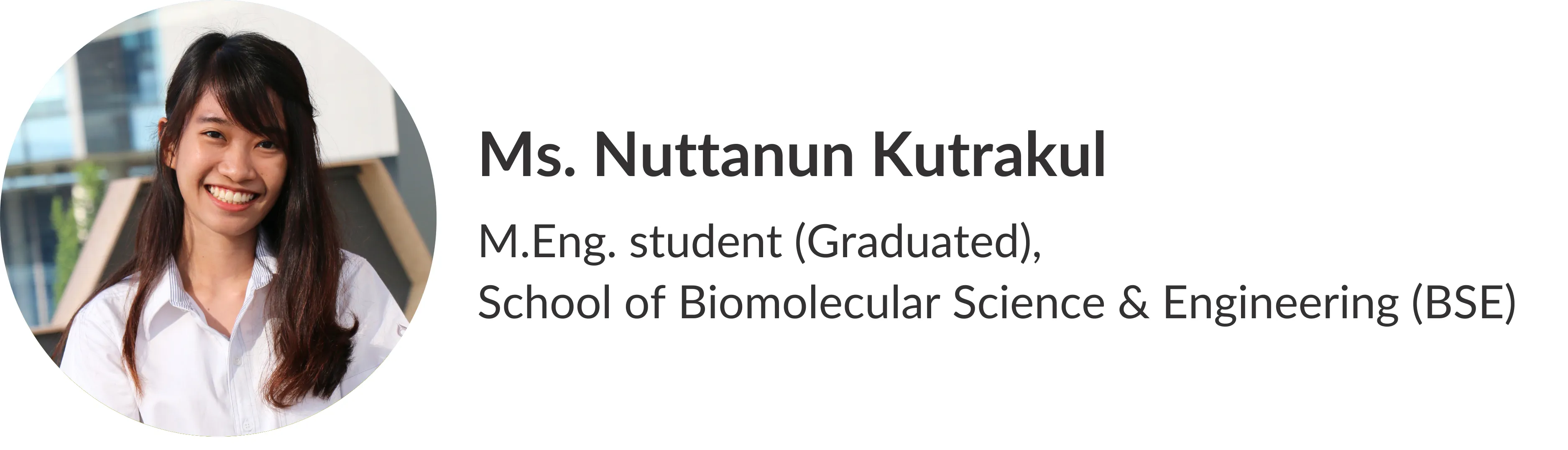 Ms.Nuttanun Kutrakul | VISTEC: Vidyasirimedhi Institute of Science and Technology