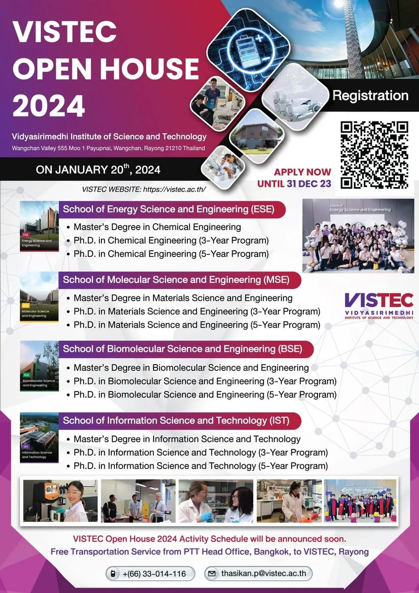 VISTEC Open House 2024 | VISTEC: Vidyasirimedhi Institute of Science ...